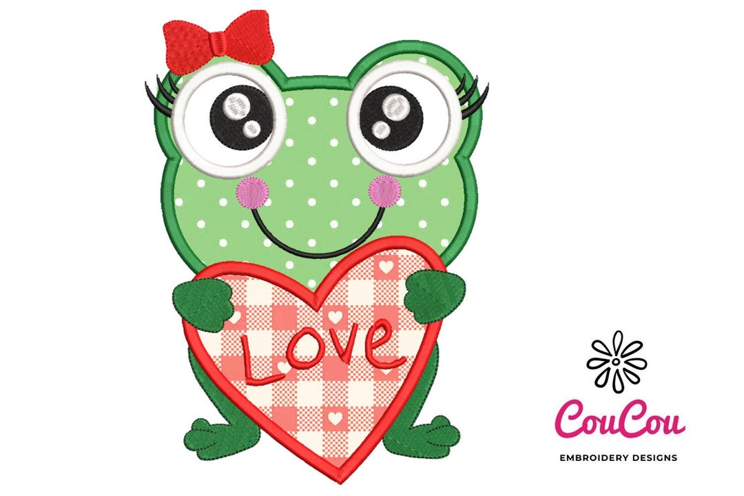 Cute Frog Applique Machine Embroidery Design Embroidery Patterns Embroidery Files Machine