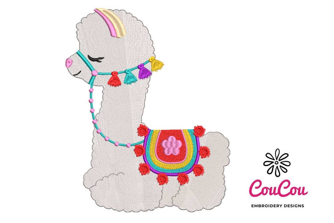 Cute Sitting Llama Embroidery - Machine Embroidery Design, Embroidery ...