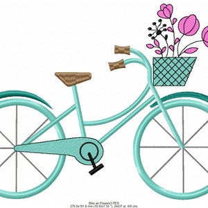 Bike and Flowers Embroidery - Machine Embroidery Design, Embroidery ...