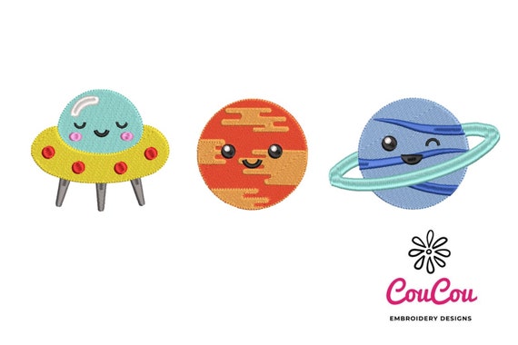 Cute Space Embroidery Machine Embroidery Design Embroidery - Etsy