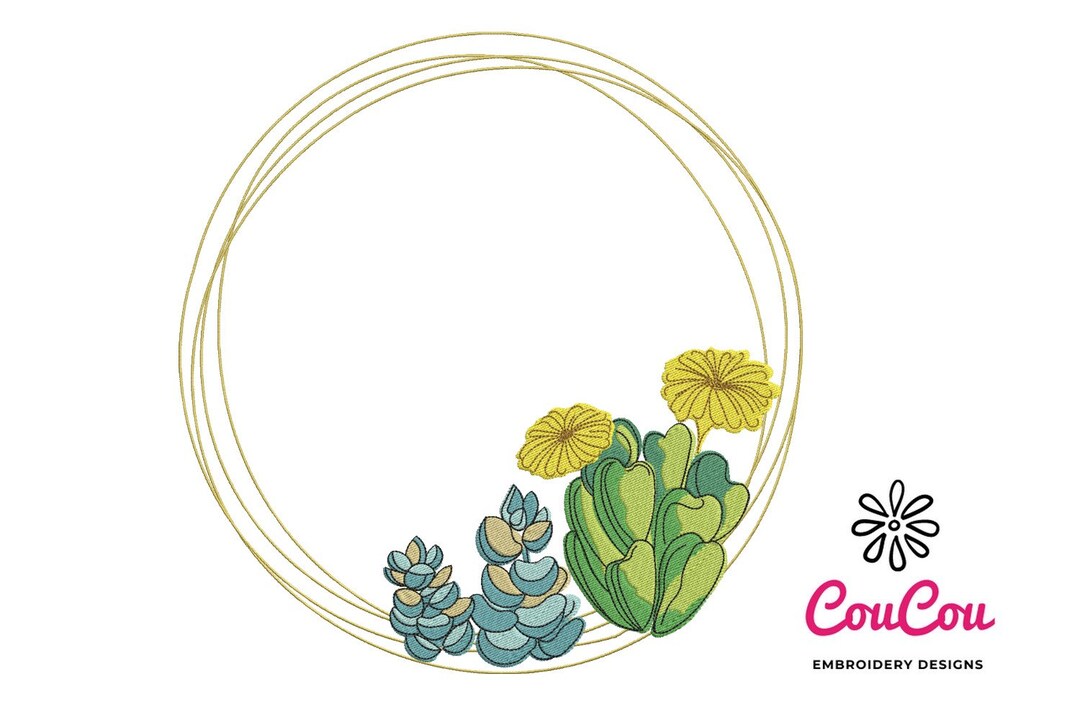 Succulents Frame Embroidery - Machine Embroidery Design, Embroidery ...