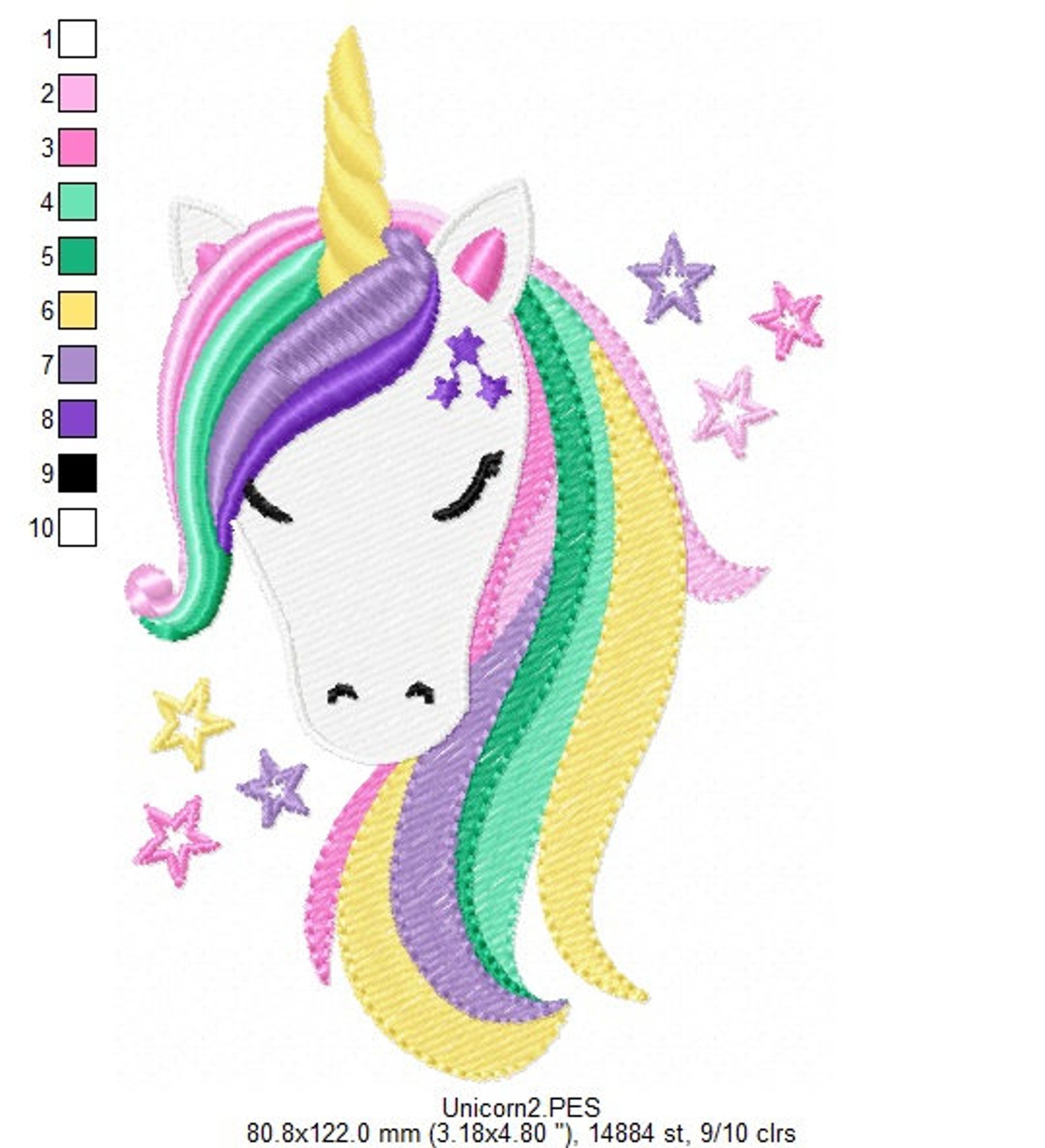 Star Unicorn Machine Embroidery Design Embroidery Patterns - Etsy