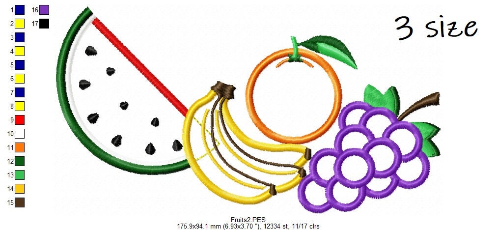 Fruits Applique Machine Embroidery Design Embroidery - Etsy