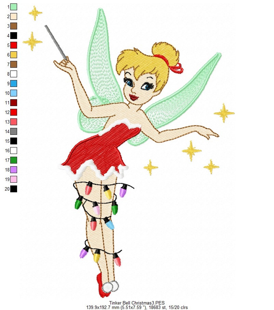 Tinker Bell Christmas Embroidery - Machine Embroidery Design ...