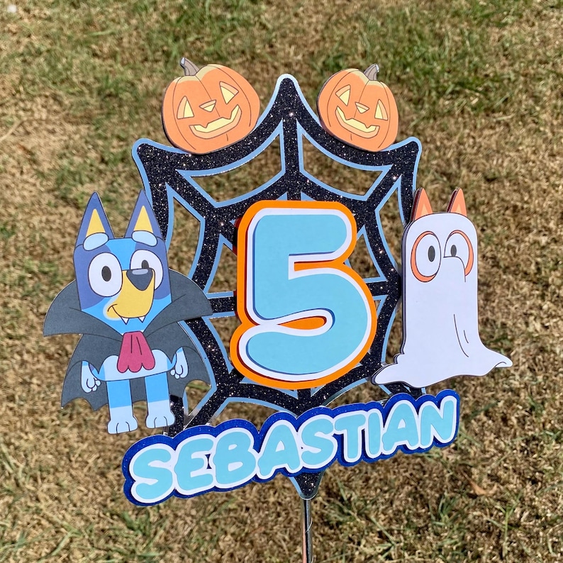 Personalized Bluey Halloween Cake Topper: Custom Birthday Party ...