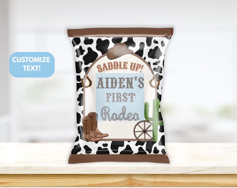 Western Rodeo Chip Bag Template: Editable Cowboy Party Favor (digital ...