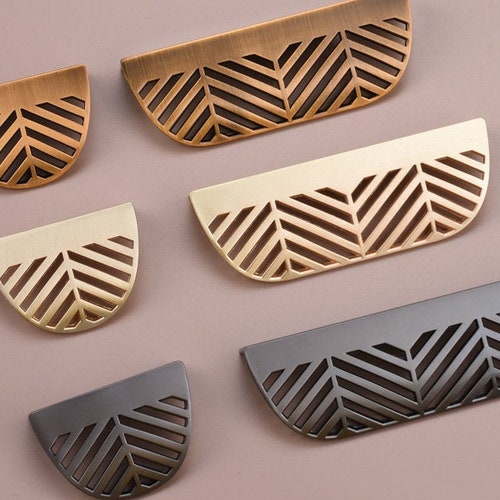 Leaf Design Brass Gold Cabinet Handles Invisible Drawer Pulls - Etsy