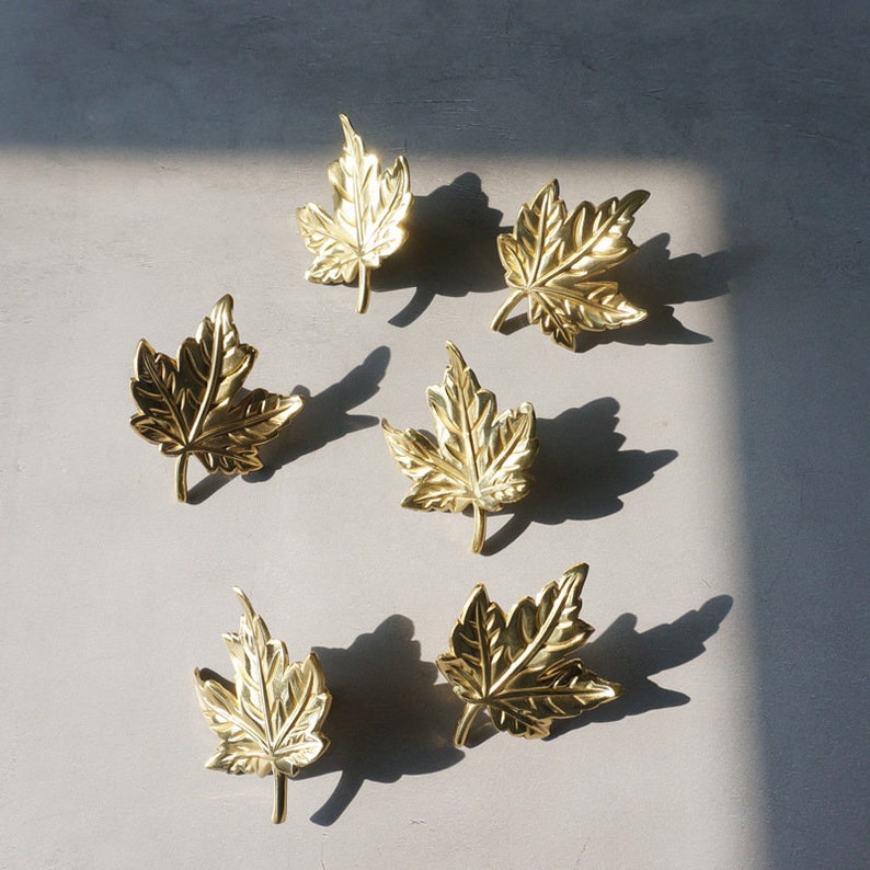 Maple Leaf Cabinet Knob Brass Leaf Shape Drawer Knob Modern - Etsy