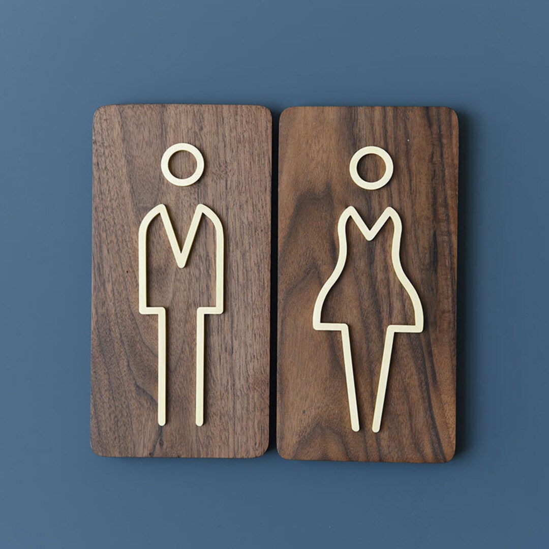 Gold Bathroom Sign, Male and Female Toilet Sign, Brass Restroom Door ...