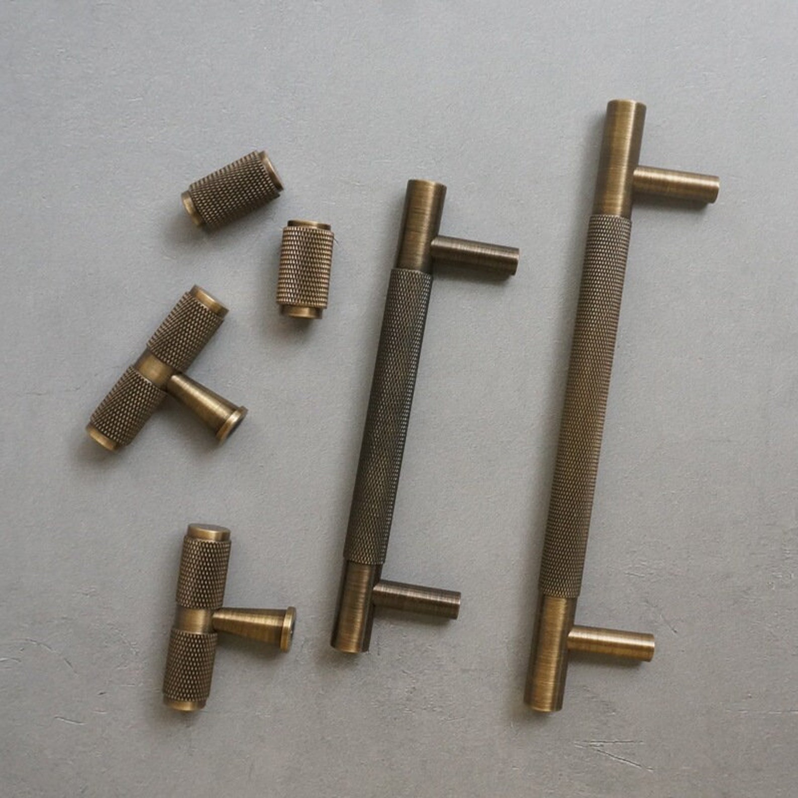 Solid Brass Antique Bronze Knurled Cabinet Handle Nordic - Etsy