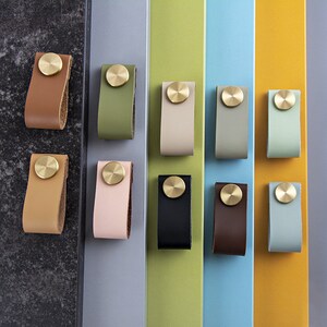 Leather Cabinet Handle Pulls Leather Drawer Knobs Handmade Leather Cabinet Handles Dresser ...