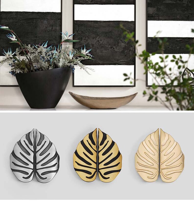 Creative Leaf Handle Solid Brass Drawer Pull Luxurious - Etsy