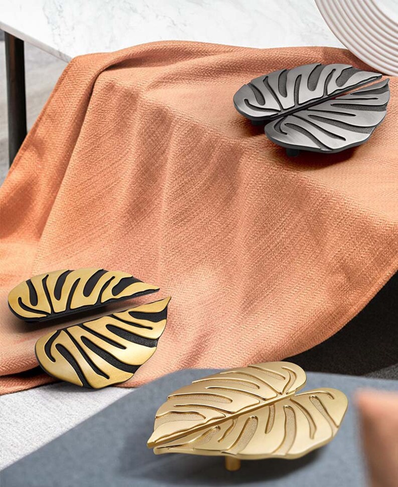 Creative Leaf Handle Solid Brass Drawer Pull Luxurious - Etsy