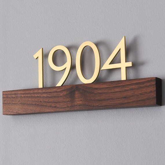 Home & Living Wall Hangings Solid Brass Address Numbers Gold House Sign ...