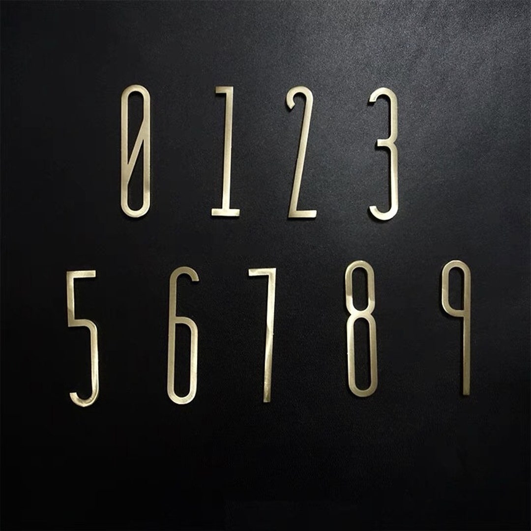 Modern Slim Brass Door Numbers solid Brass Door Numbers - Etsy