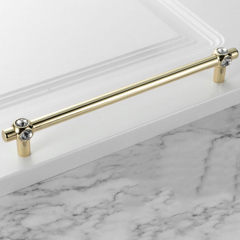 Gold Crystal Cabinet Handles Knobs Solid Polished Brass - Etsy