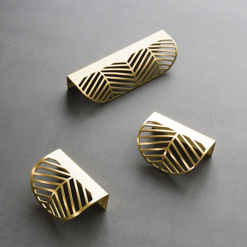Leaf Invisible Drawer Pulls Brass Gold Cabinet Handles Cabinet - Etsy
