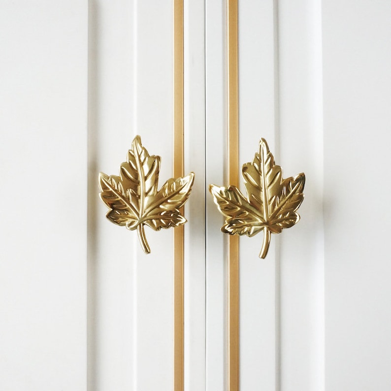 Maple Leaf Cabinet Knob Brass Leaf Shape Drawer Knob Modern - Etsy