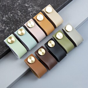 Leather Cabinet Handle Pulls Leather Drawer Knobs Handmade Leather Cabinet Handles Dresser ...