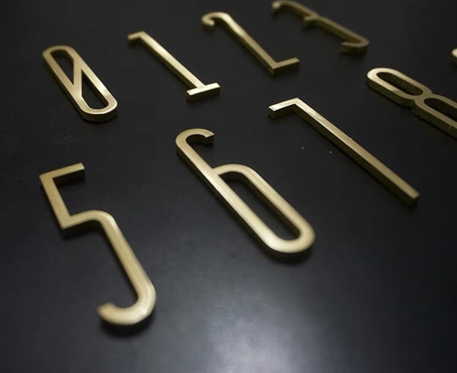 Modern Slim Brass Door Numbers solid Brass Door Numbers - Etsy