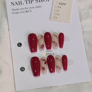 27 - Chinese Style Red Nails | Party Nails | Hand Painted Nails | Press ...