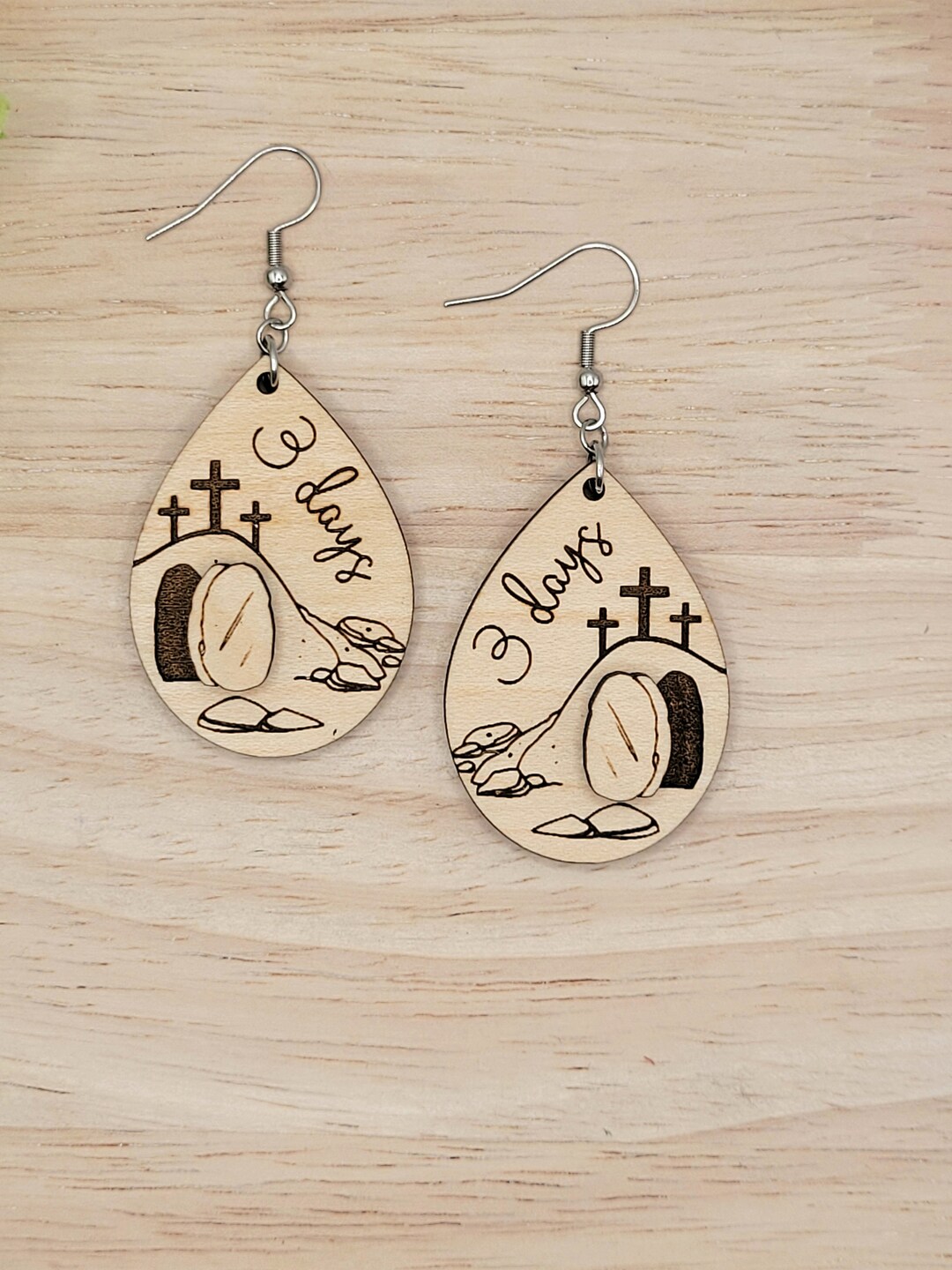 Wooden Empty Tomb Earrings, Christian Easter Dangle Earrings, Religious ...