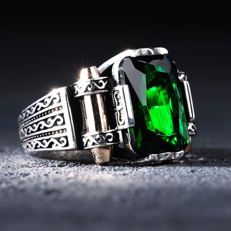 Green Stone Men Ring - Etsy