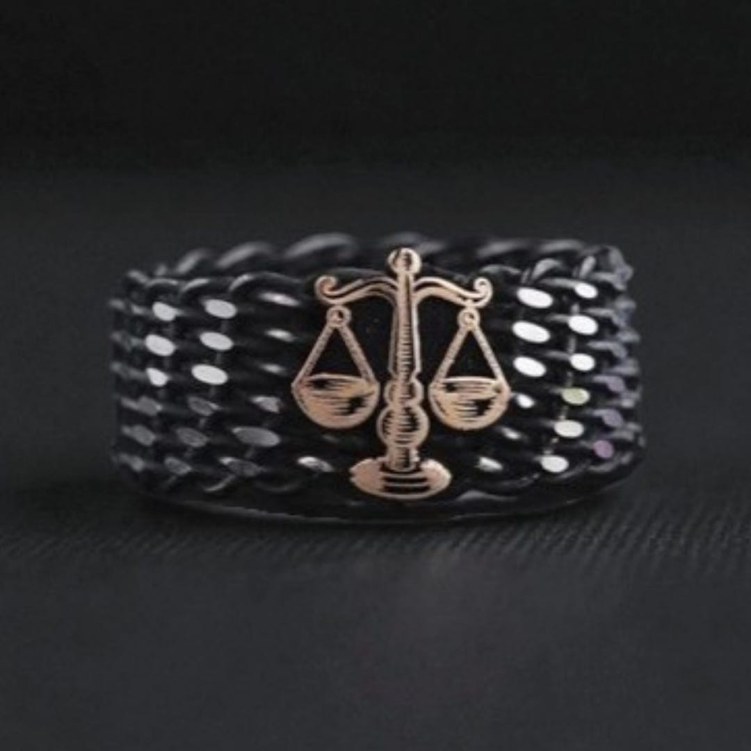 Scales of Justice Sterling Silver Men's Ring: Handcrafted Symbol of ...