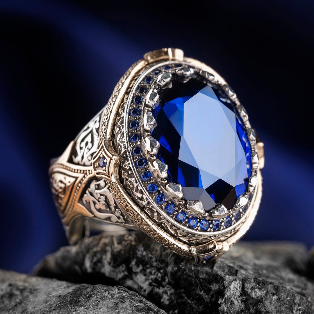 Handmade Blue Zircon Sterling Silver Ring: Turkish Design - Etsy