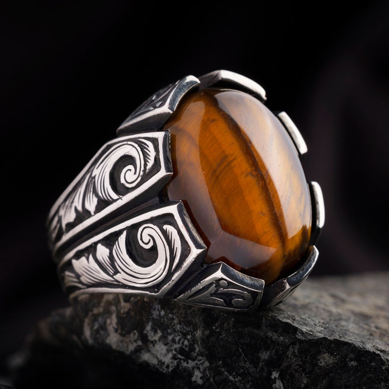 Handmade Sterling Silver Ottoman Ring: Red Zircon Gemstone - Etsy