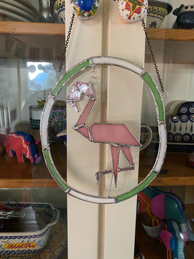 Stained Glass Pink Flamingo Suncatcher - Etsy