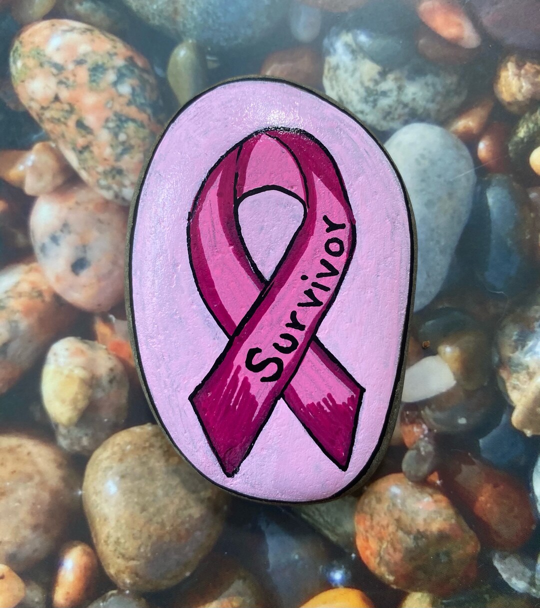 Breast Cancer Survivor Rock, Survivor Rock, Pink Ribbon, Gift, - Etsy