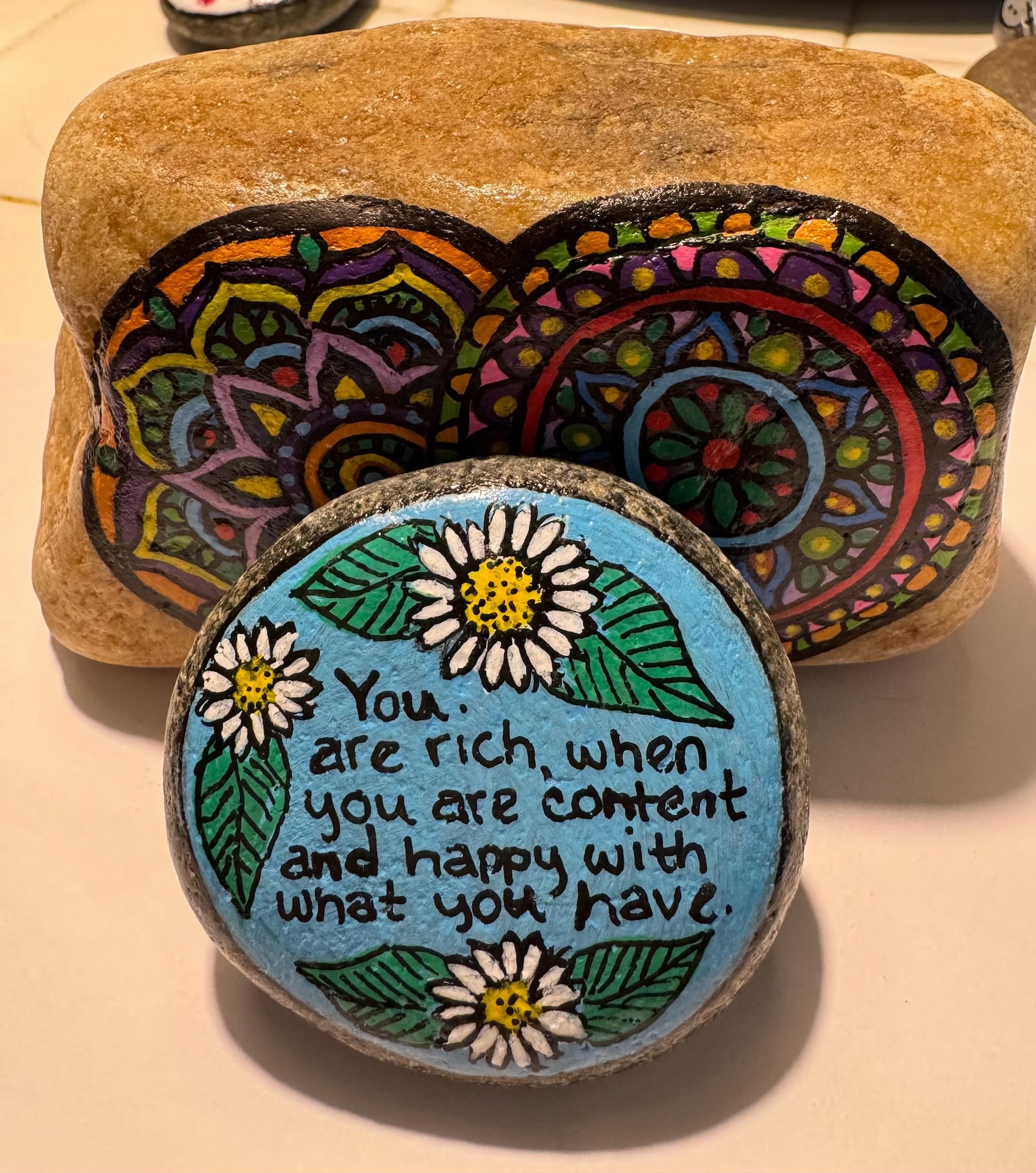 Wellness & Mental Health Rocks, Inspirational, 2–3", Motivational Quote ...