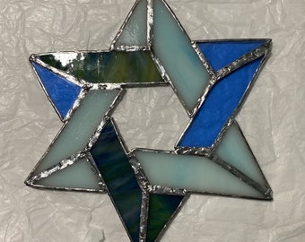 Star of David Stained Glass Suncatcher Hanging Window Ornament - Etsy