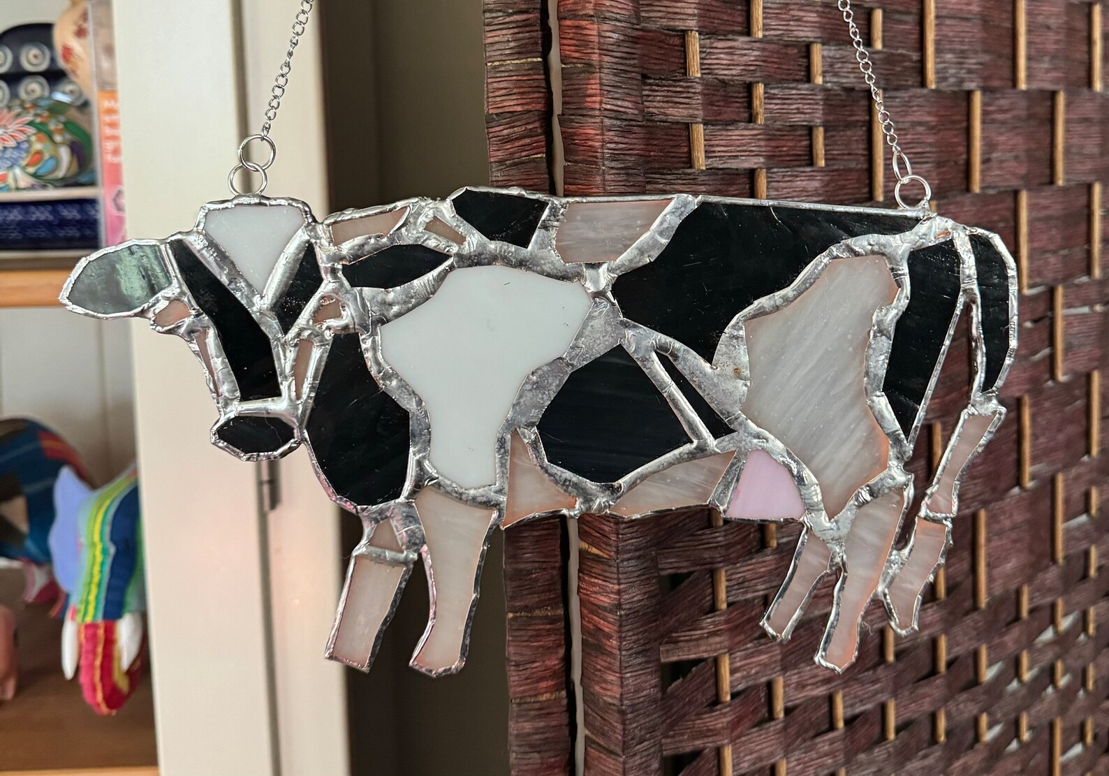 Large Stained Glass Cow Suncatcher, Suncatcher, Stained Glass, Window ...
