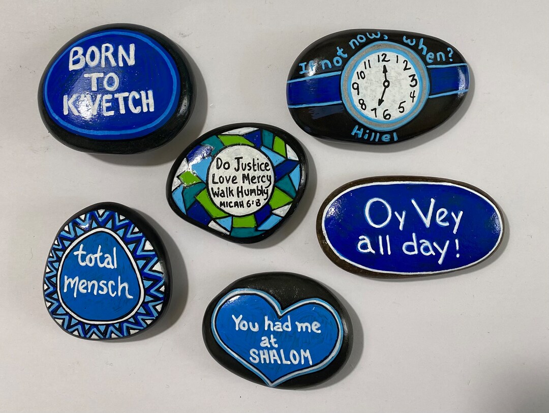 Jewish Rocks, Rosh Hashanah Rocks, Unique Rocks, Gift Rocks, Colorful ...