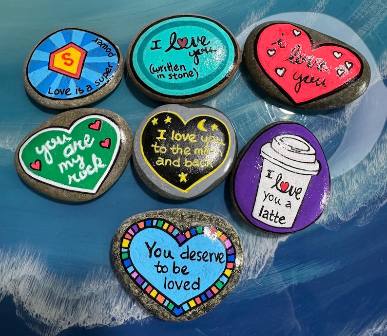 Hand-painted Love & Affirmation Rocks – 3" – Gift for Couples, Friends ...