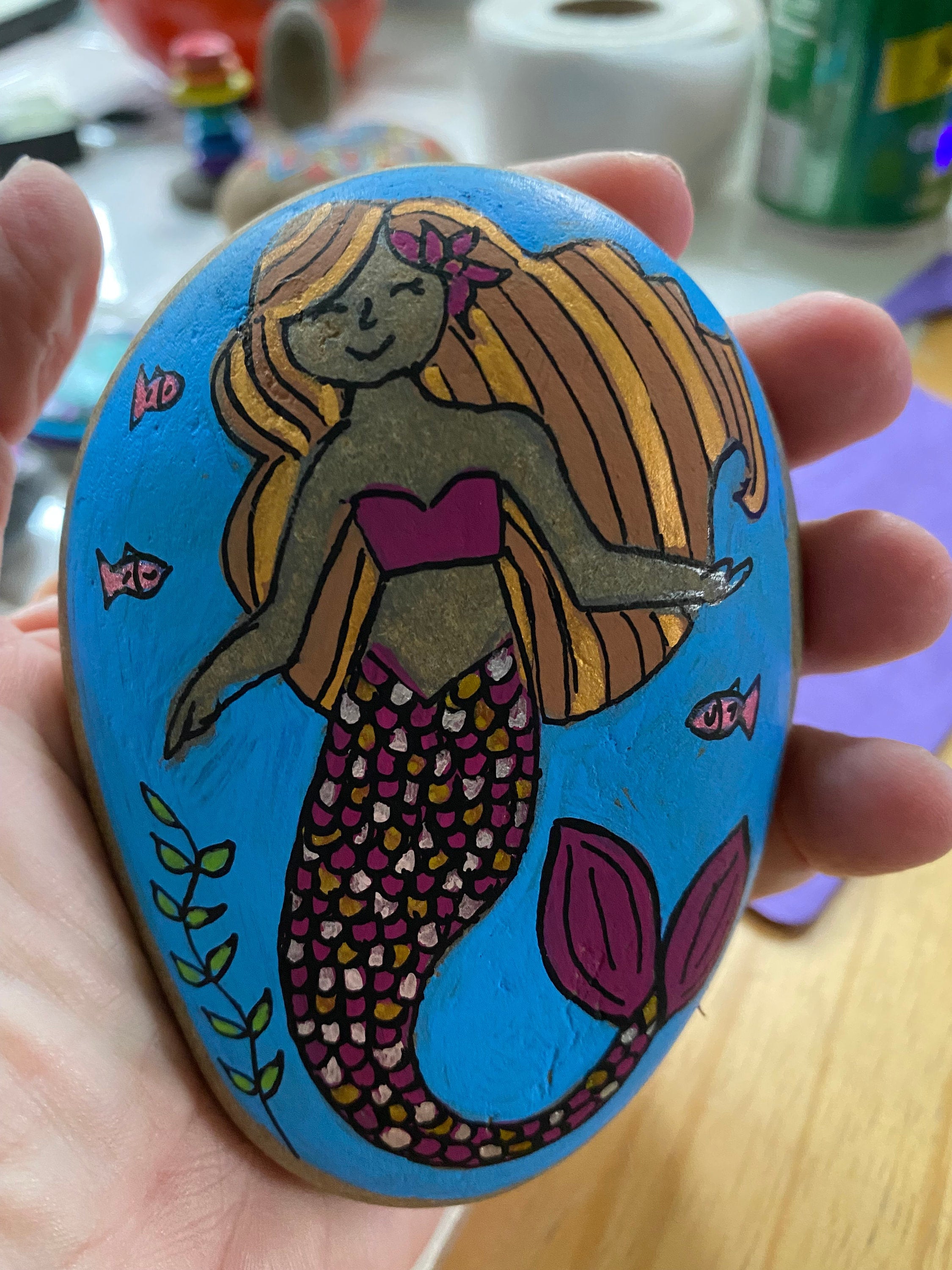 Mermaid On Rock Painting