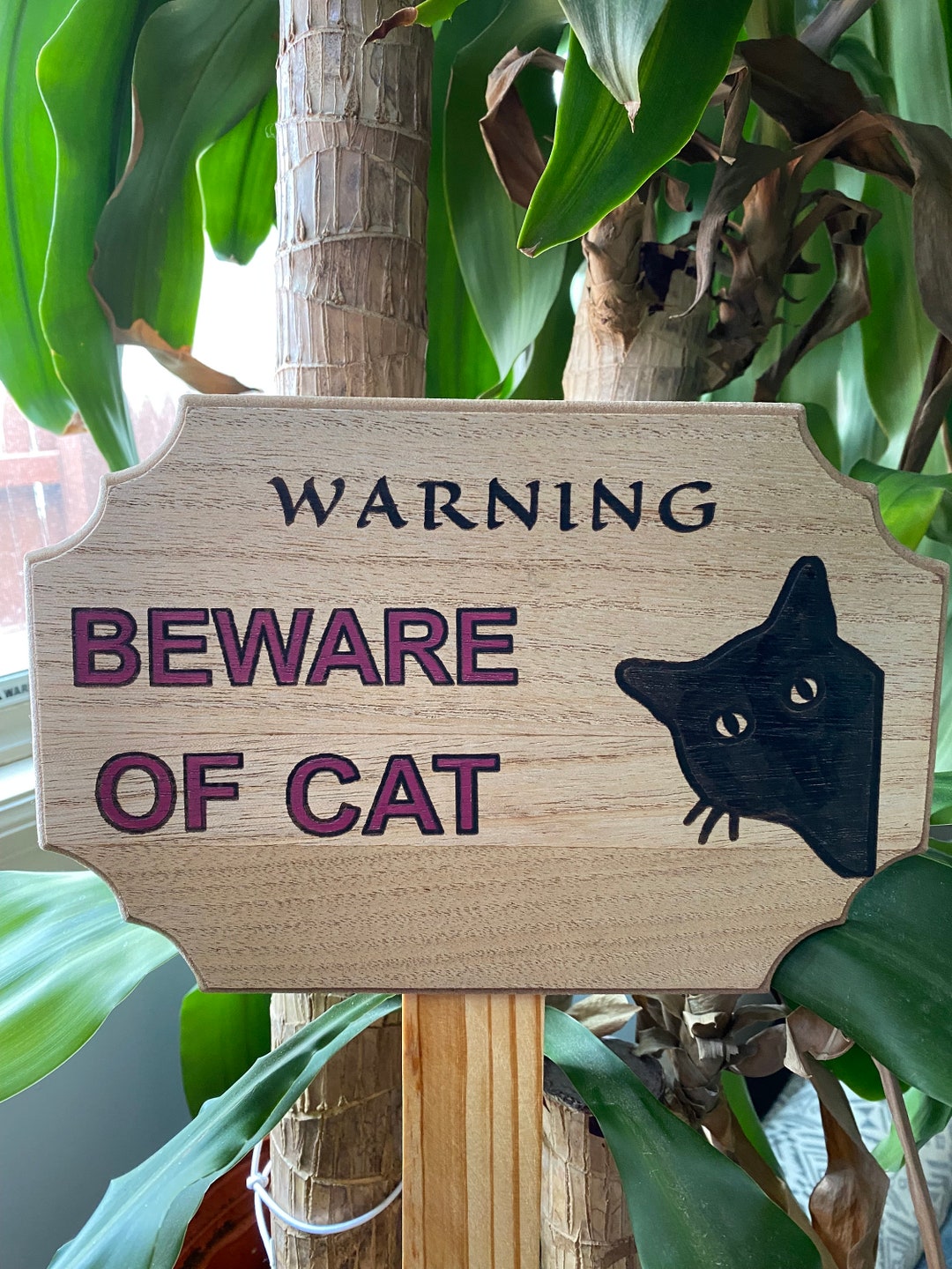 Warning Beware of Cat Pet Stake, Cat Yard Stake, Curb Your Dog Stake ...