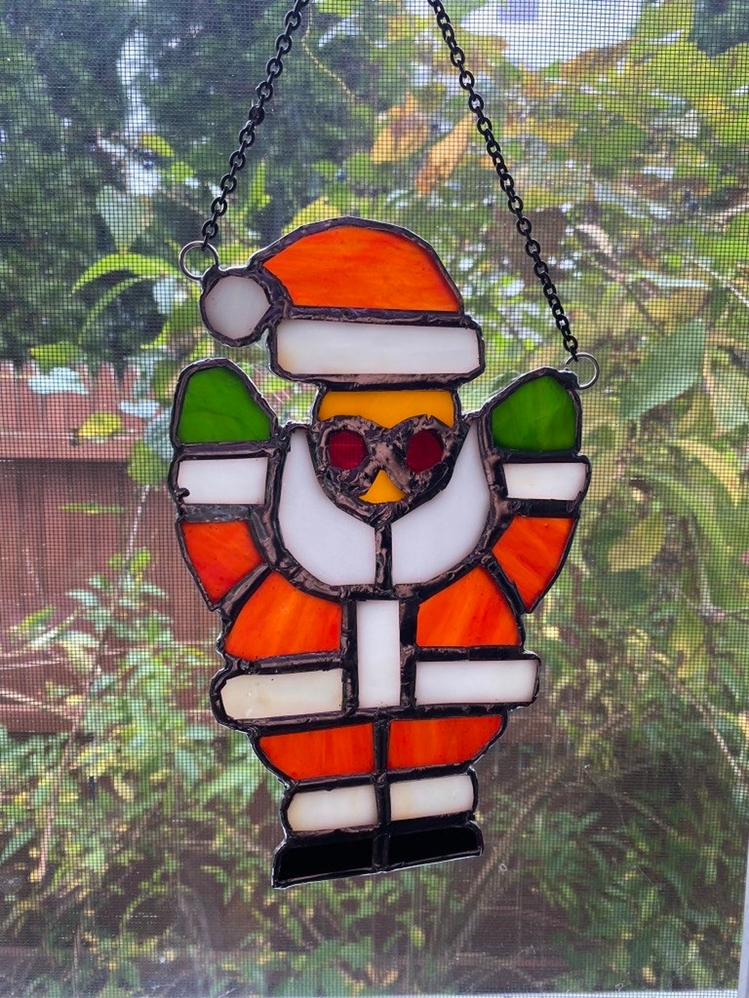 Stained Glass Santa Suncatcher - Etsy
