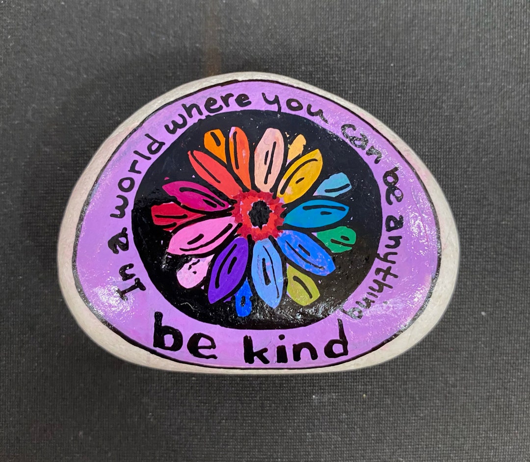Be Kind Rock, Gift, Unique, Rock, Flower, Hand Painted, Present - Etsy