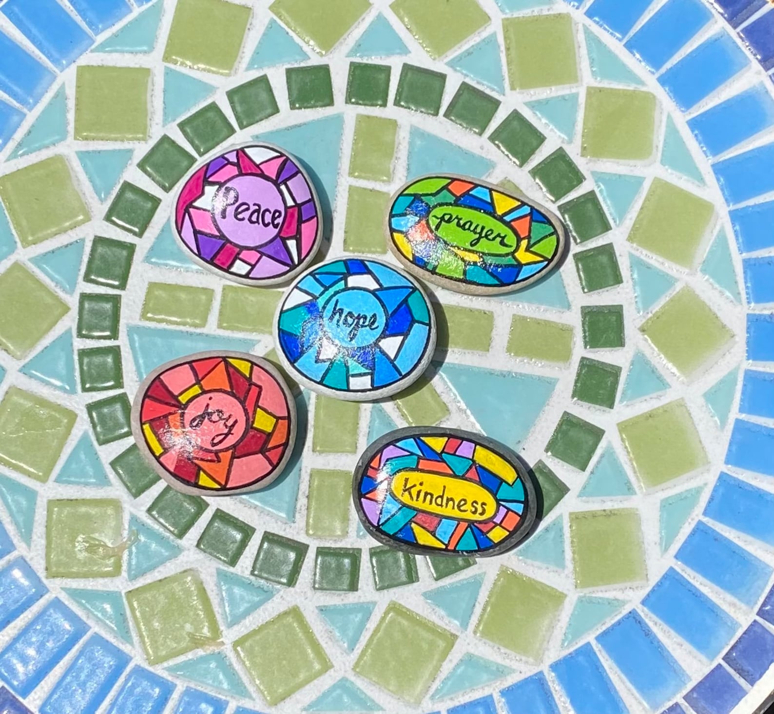 Stained Glass / Inspirational Words / Painted Rocks / Rock Art - Etsy