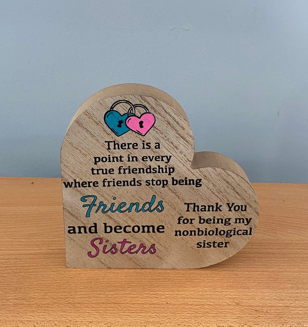 Best Friend “love” Wooden Heart, Heart Wood Block, Friend Shelf Sitter ...