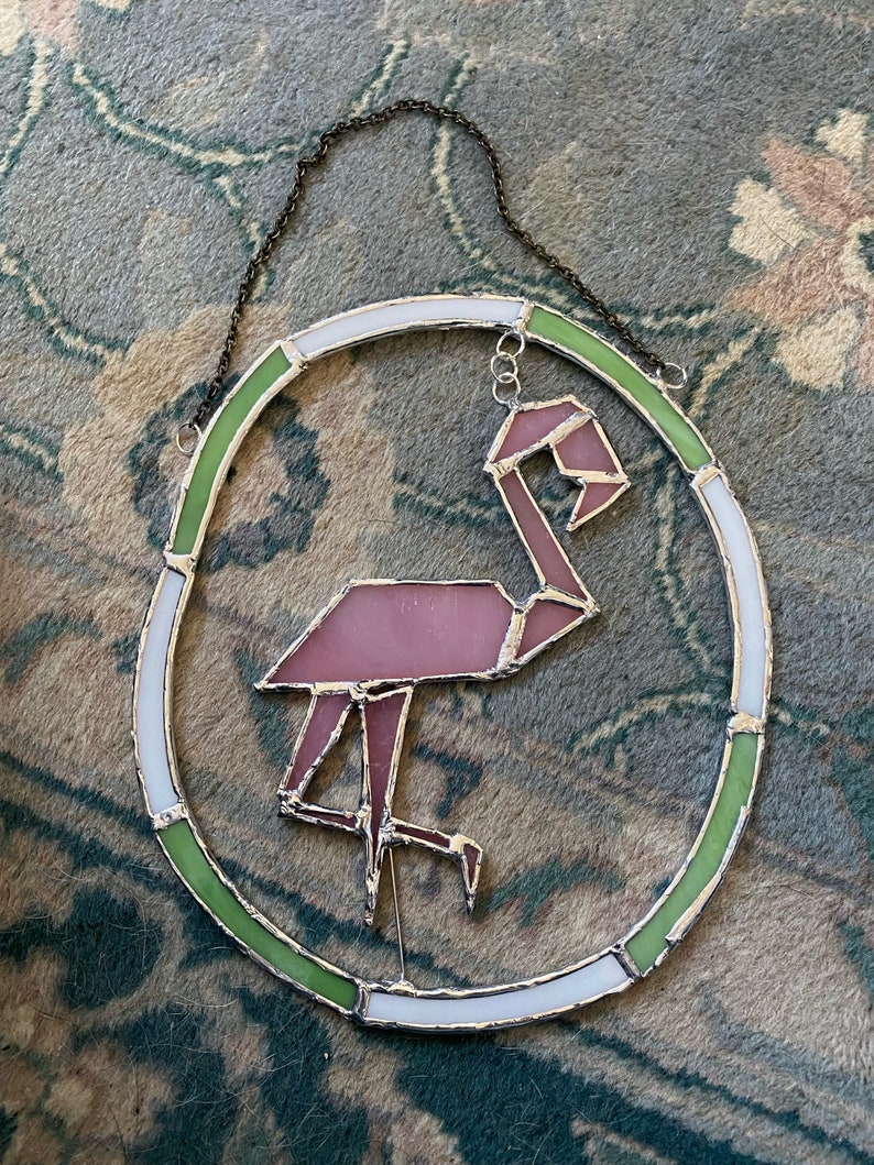Stained Glass Pink Flamingo Suncatcher - Etsy