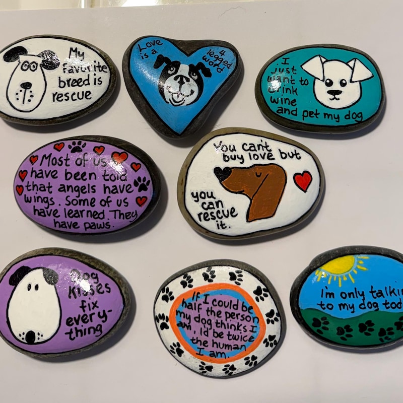 Painted Dogs on Rock - Etsy