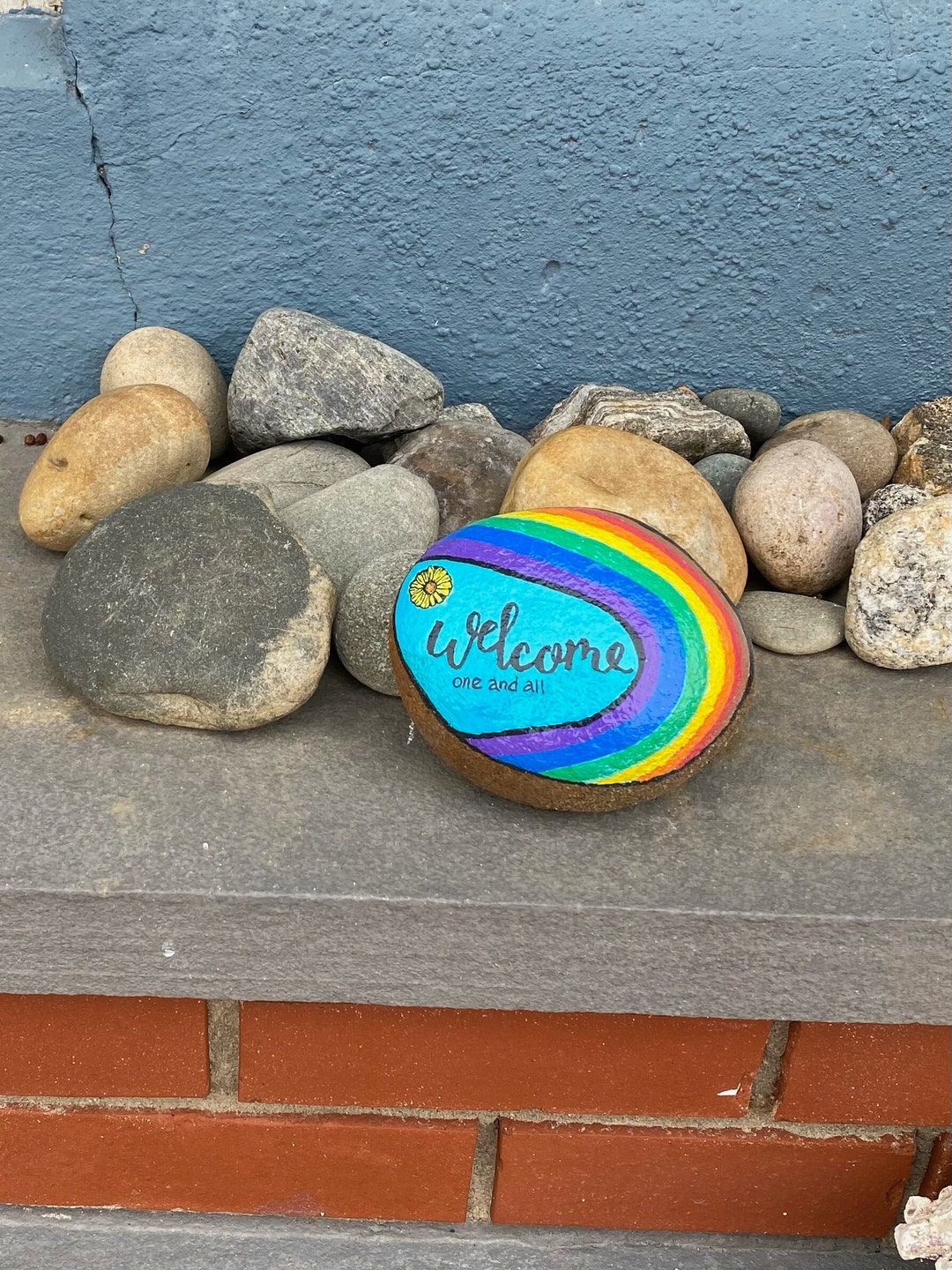 Welcome / Rainbow / LGBTQ / Rock / Garden Decor / Garden Art / Rock Art ...
