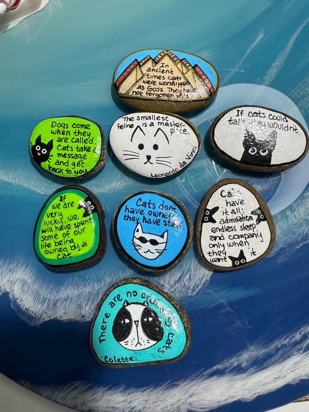 Cat Rocks / Animal Rocks / Gift Rocks / Cat Lover / Gray Cat / Black ...