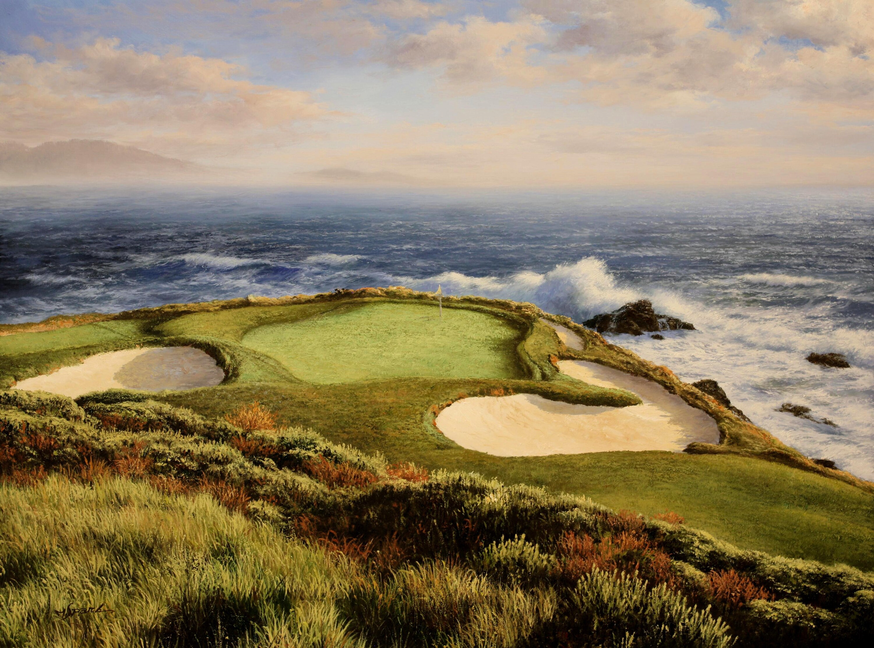 Landscape, Pebble Beach, Large Original Oil Painting, on Canvas, Wall ...