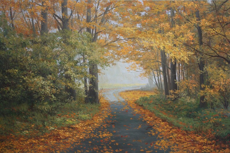 Landscape, Autumn VII, Large, Original Oil Painting, Wall Art, on ...