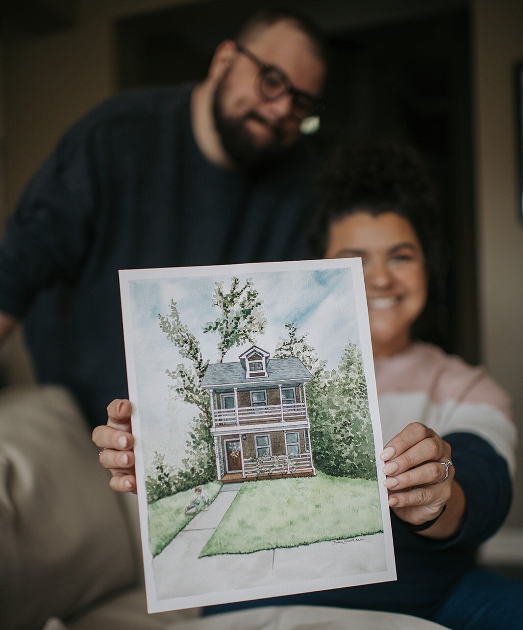 HAND PAINTED Watercolor House Portrait, Realtor Gift Basket, House ...